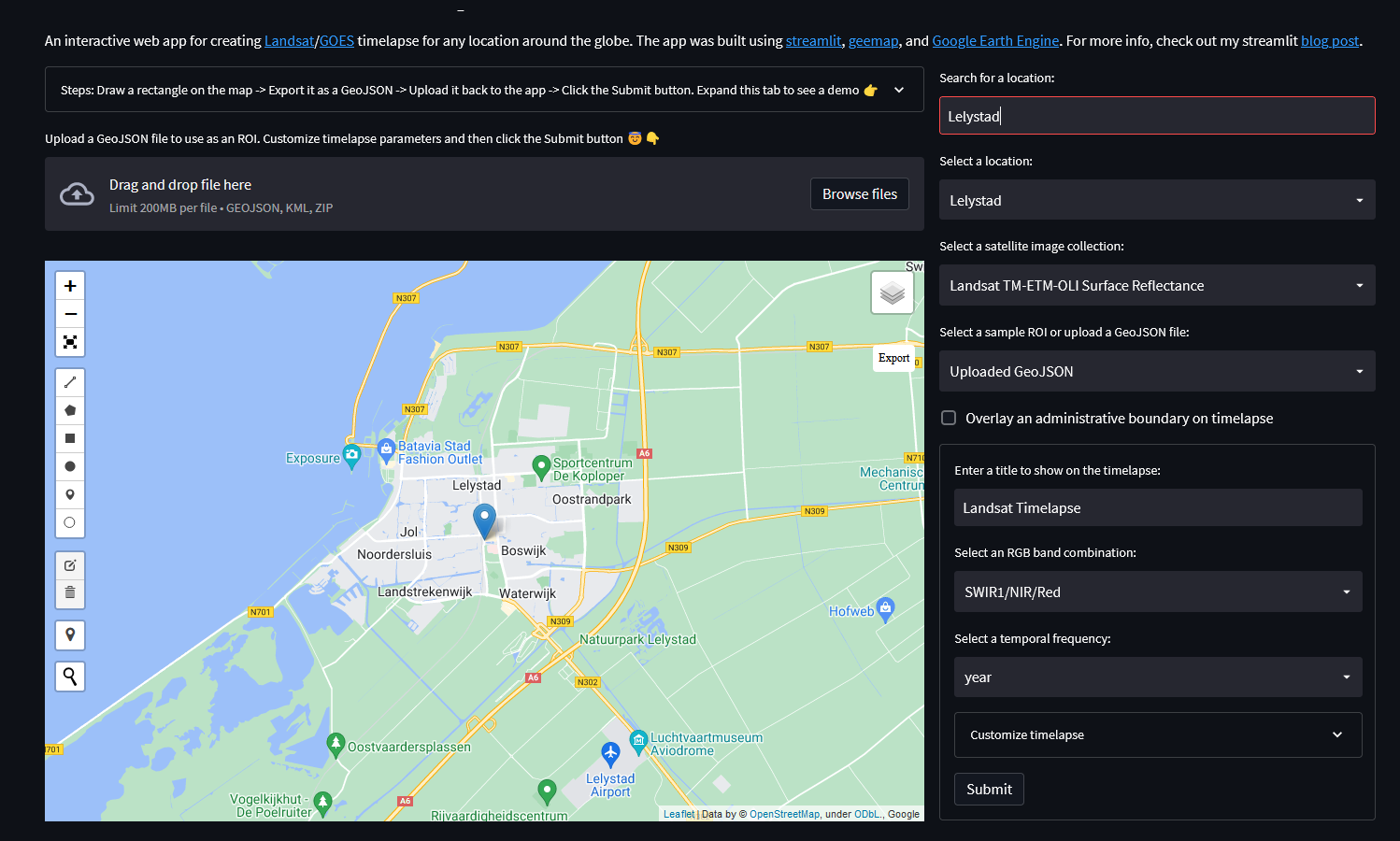 Create Time Lapse Videos with Streamlit for Geospatial Applications | OCWGIS